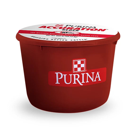 Purina Accuration Hi-Fat Block Tub 25/10 200lb – Russell Feed & Supply