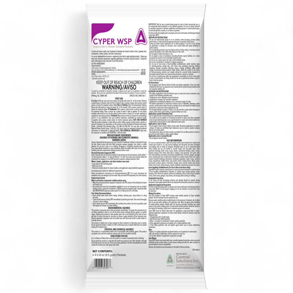Cyper WSP Insecticide In Water Soluble Packets (4 Packets) – Russell ...